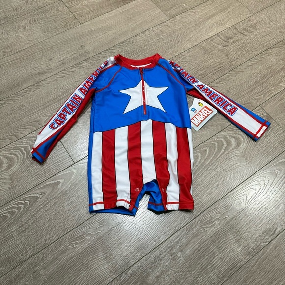 Marvel | Swim | Marvel Avengers Captain America Long Sleeve Zip Up Swim ...